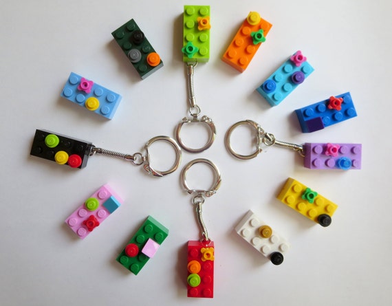Decorated Lego Brick Key Chain by BricksAndBoys on Etsy