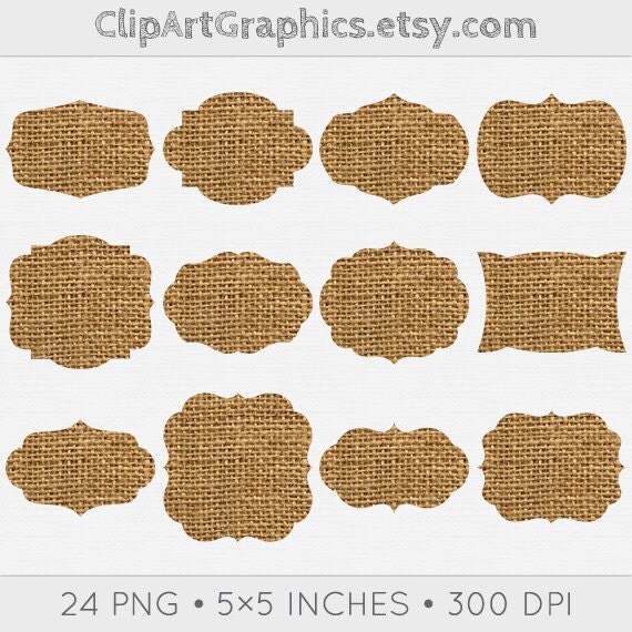 Digital Burlap Tag Clip Art Brown Burlap Frame Clipart Rustic Label ...