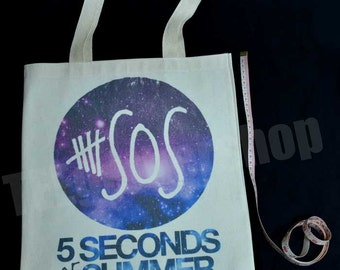 5SOS Bag 5 Second of Summer Space Cotton Tote Bag Vintage Screen Print