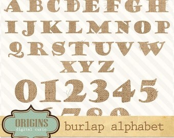 Burlap Linen Canvas Alphabet Clipart Set