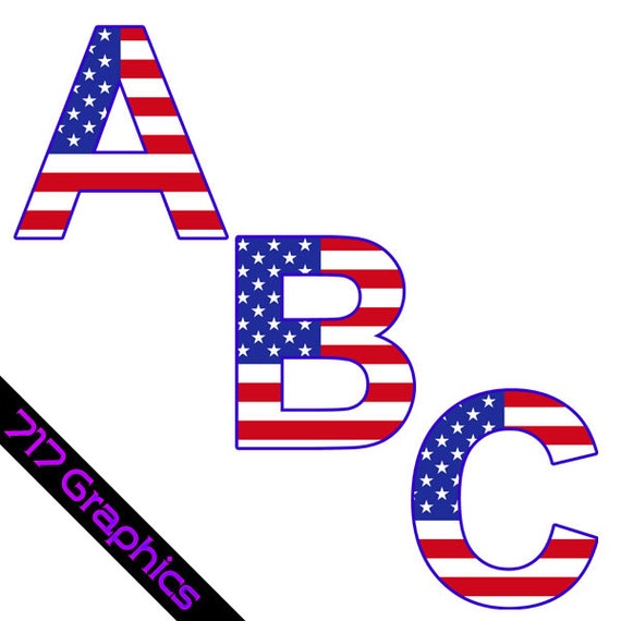 American Flag Alphabet Clipart