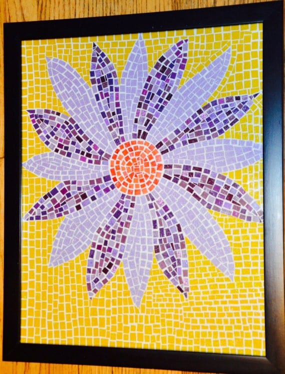 Items similar to Flower-handmade paper mosaic-18 x 20 in. - framed on Etsy