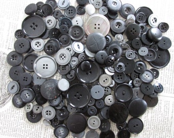 Vintage Bulk button lot, gray and black vintage button variety pack of ...