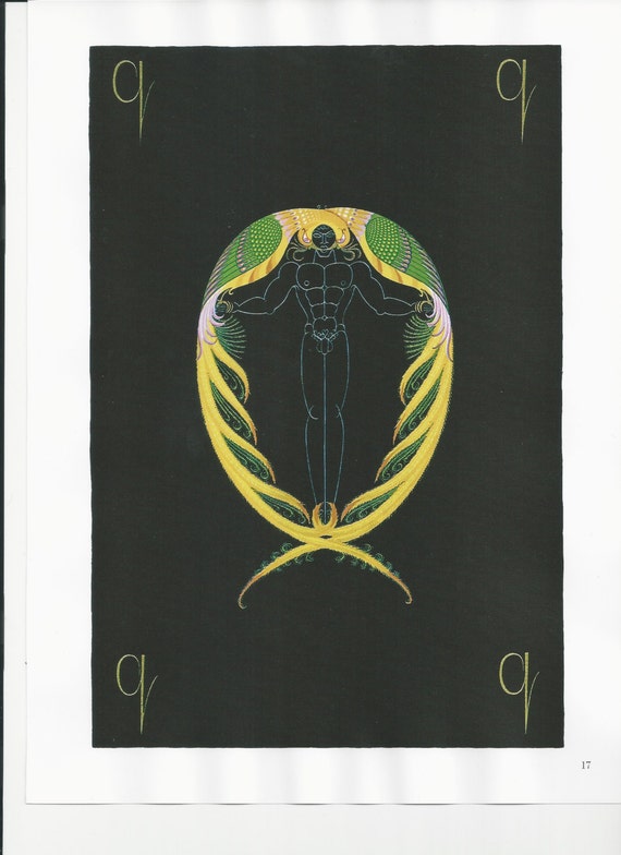 Erte' Print Book Plate Art Deco Alphabet Series Q