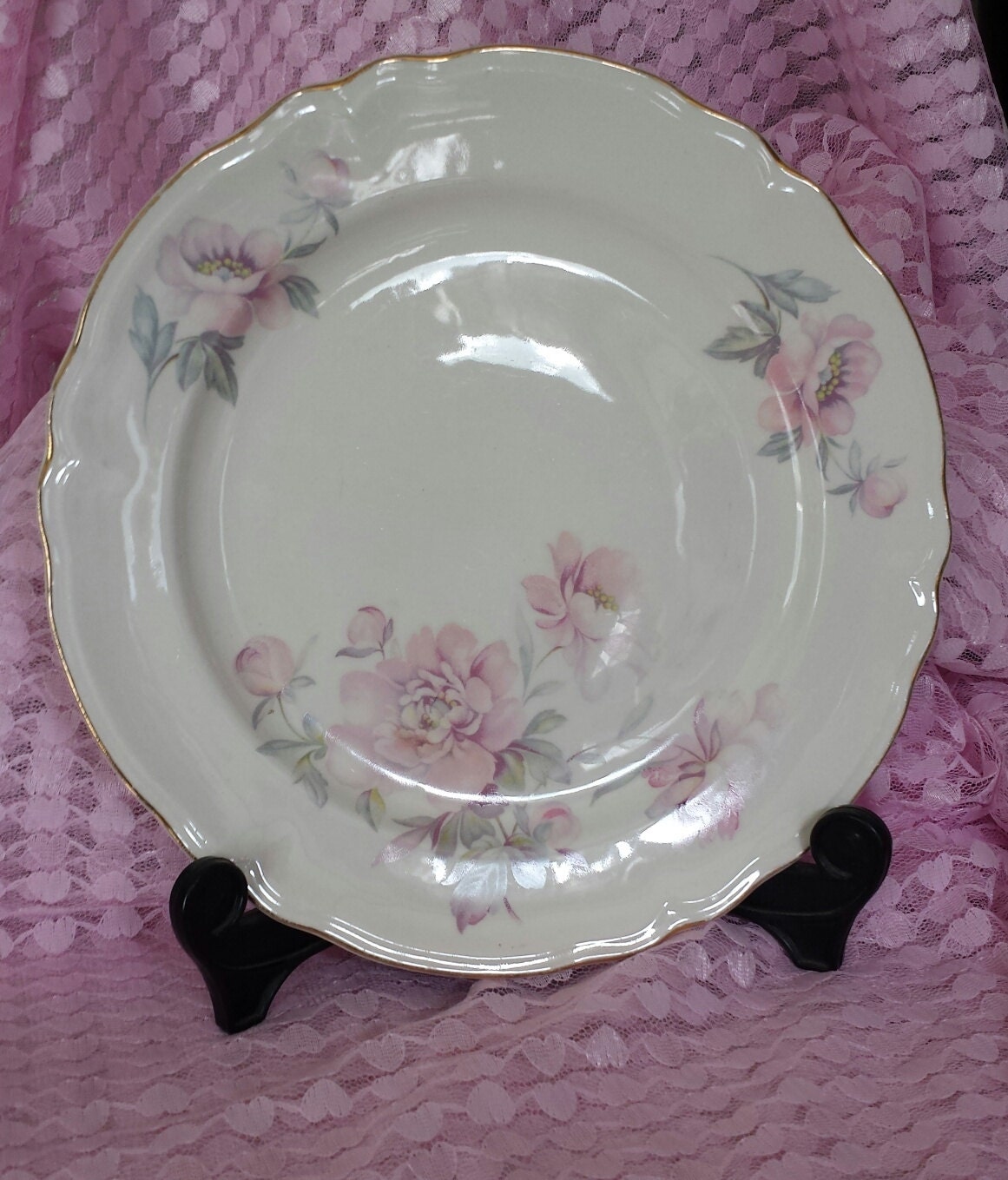 1940s, Knowles China Co., Dinner Plate, Shabby Chic, Georgous Peony ...