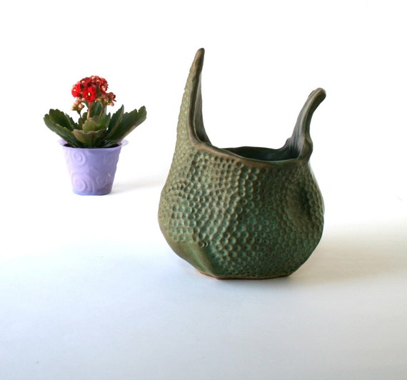 Items similar to Abstract Dragon Planter - Weathered Green Stoneware ...