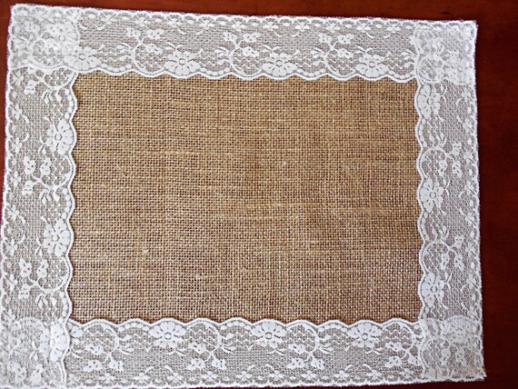 Burlap and lace place mats burlap table toppers by DaniellesCorner