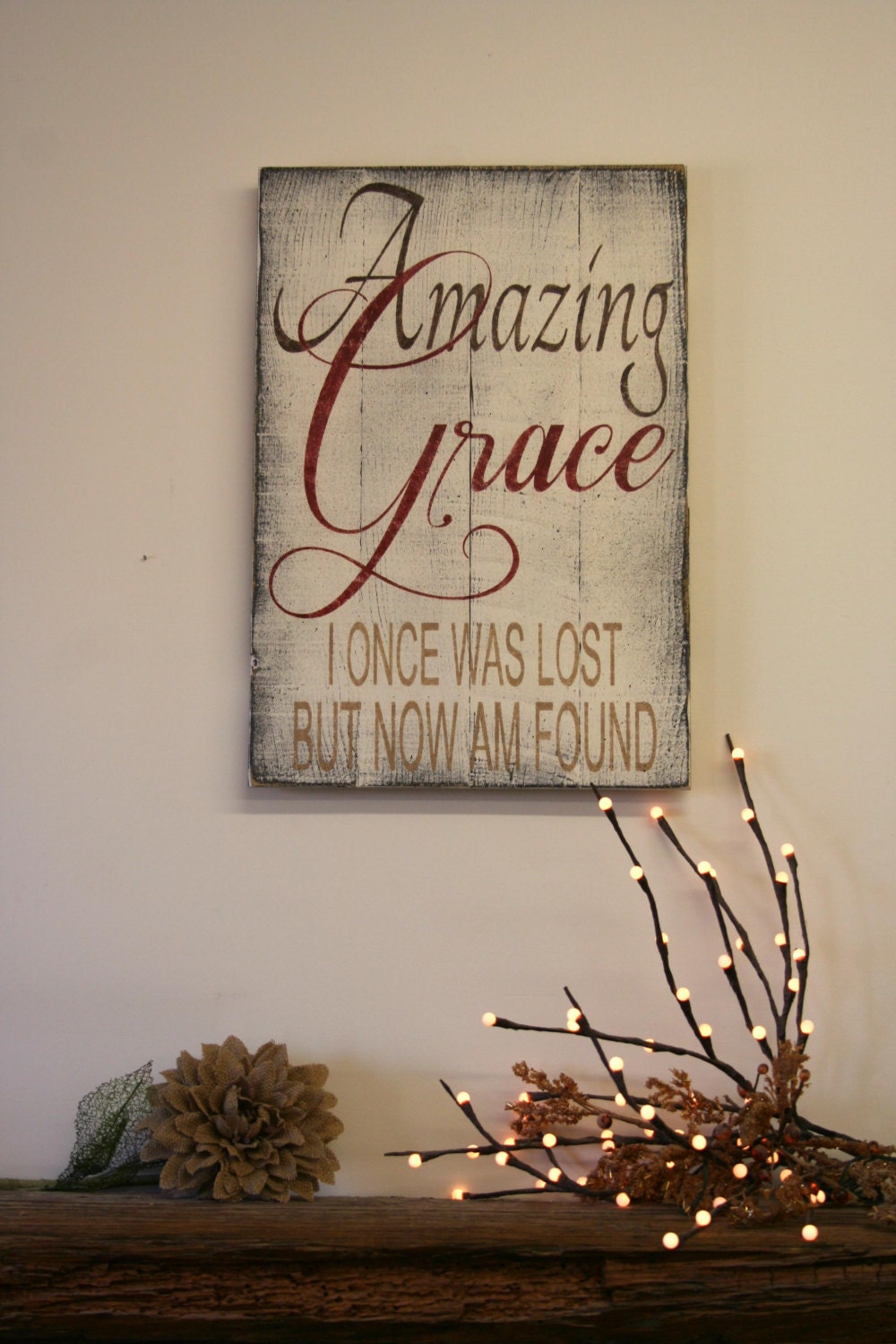 Amazing Grace Distressed Wood Sign Pallet Wood by RusticlyInspired