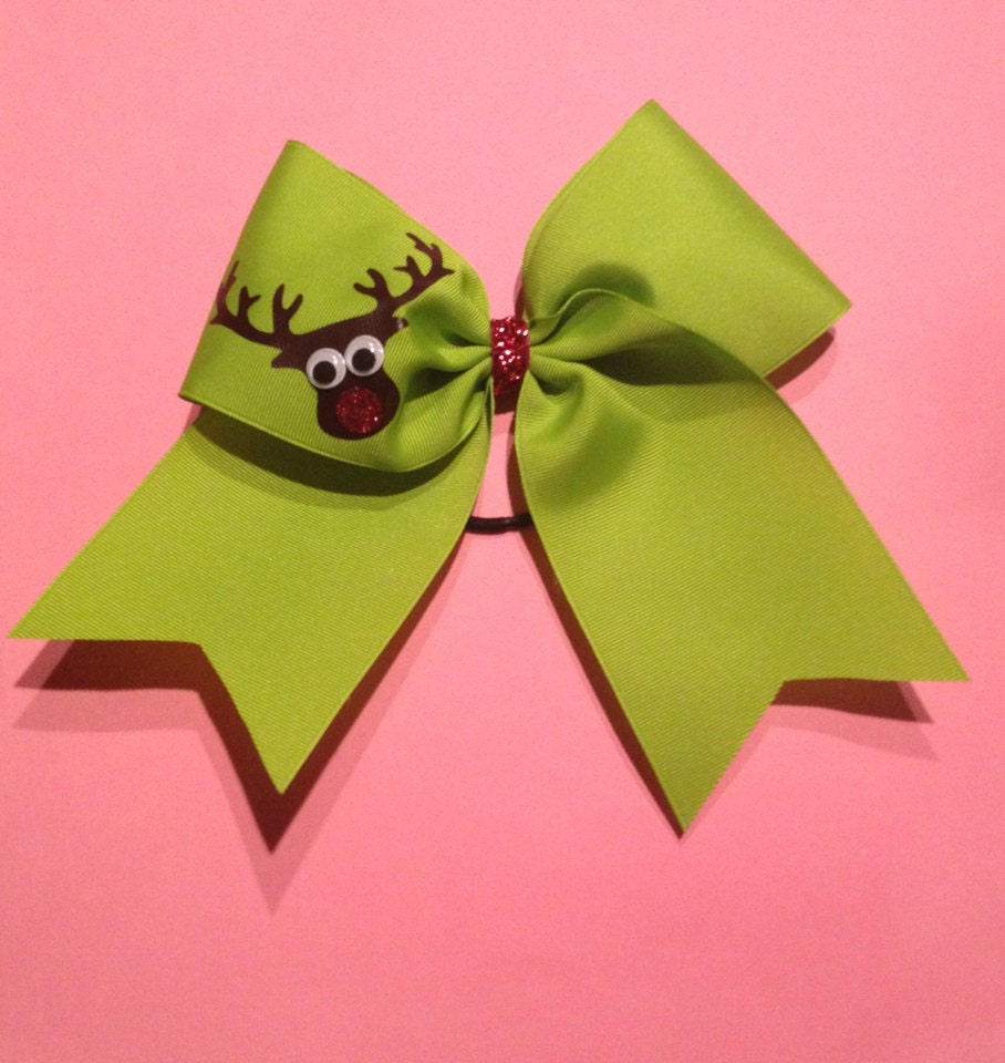 Rudolph The Red Nosed Reindeer Christmas Cheer Bow by KissMyBowTX