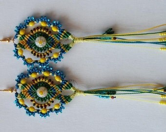 Micro Macrame Necklace TUTORIAL Peacock Design-instant
