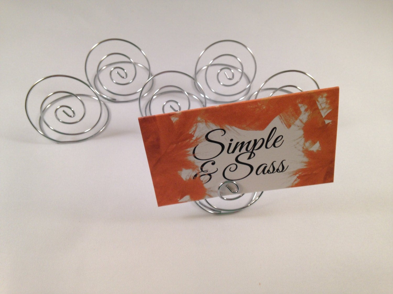 Silver wire table number holder place card holder with swirl