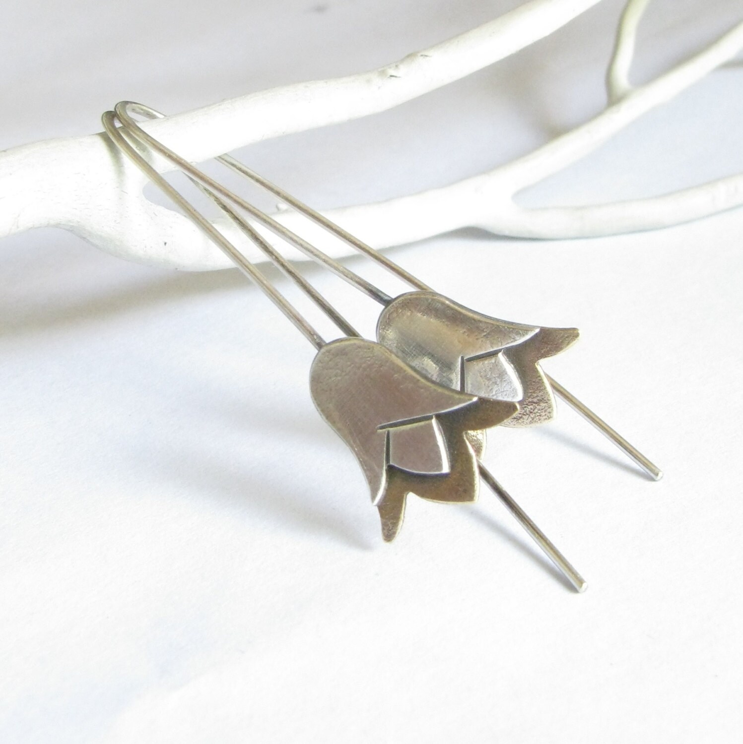 Small Lotus Earrings Mixed Metal Earrings Bronze And