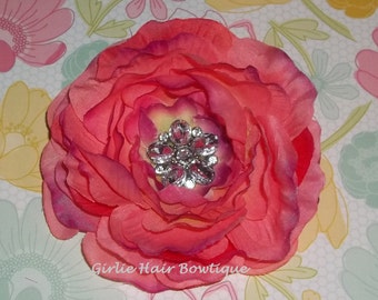 Blue Flower Clip Blue Hair Clip 3.75 by girliehairbowtique on Etsy