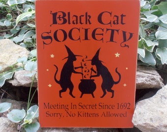 Popular items for black cat sign on Etsy