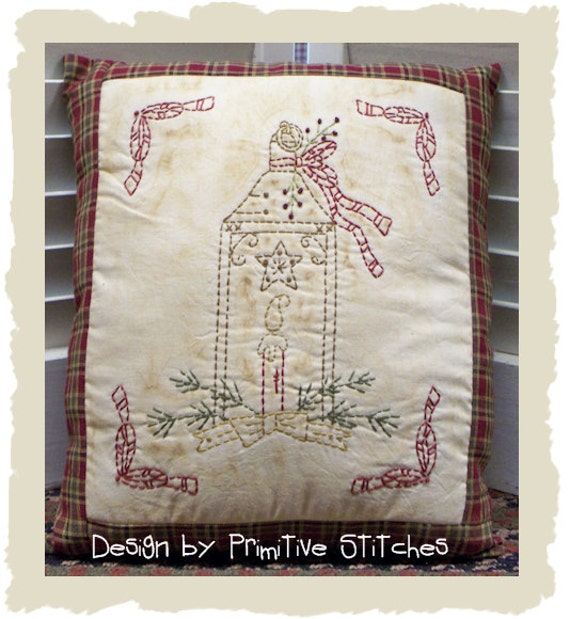 Christmas Lantern-Primitive Stitchery E-PATTERN by Primitive