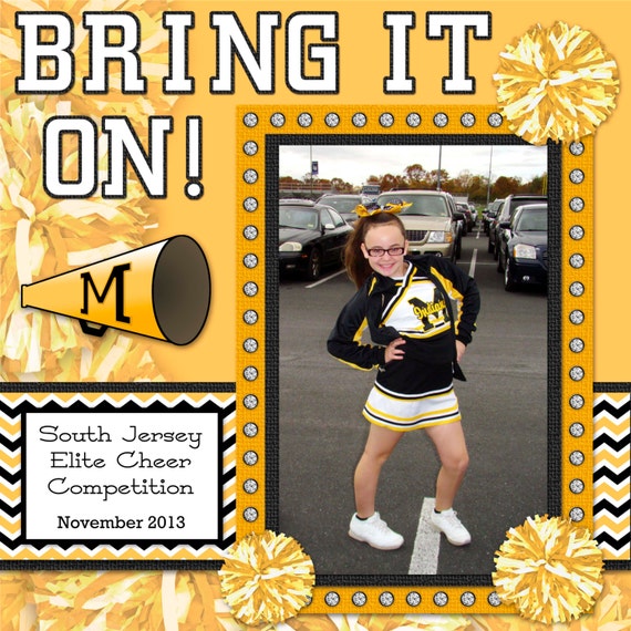 Digital Scrapbook Paper Cheerleading Black and Gold by madscrapper