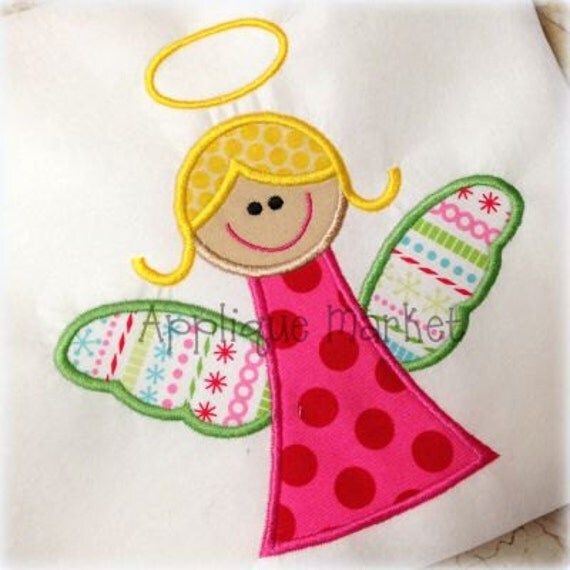 Items similar to Machine Embroidery Design Applique Angel INSTANT ...