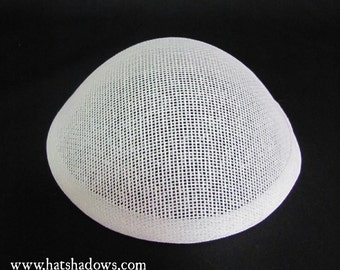 White Buckram Oval Domed Hat Frame