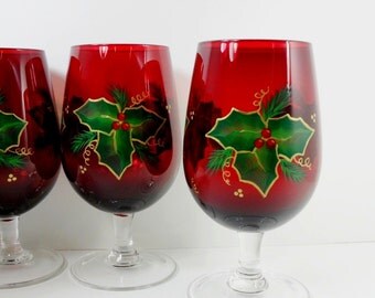 Popular items for red water glasses on Etsy