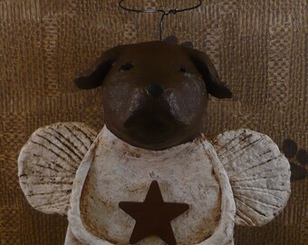 Chocolate Lab Angel OOAK, hand-sculpted from papier mache, CHOCOLATE LAB