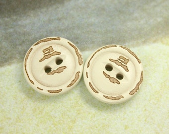 Wooden Buttons Black Brushed Effect Retro Wood by Lyanwood