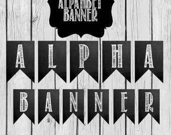 Chalkboard Banner - Alphabet & Number Banner - Wedding Banner, Birthday ...