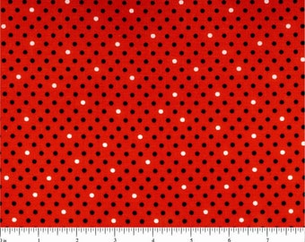 Red Fabric Black Dots White Polka Dot Fabric Fat Quarters & Yardage ...