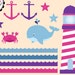 Nautical Clip Art Sail Boat Clipart Pink and by StripedElephants