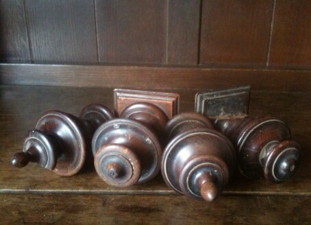Vintage French wooden wood staircase furniture decorative finish knobs ...