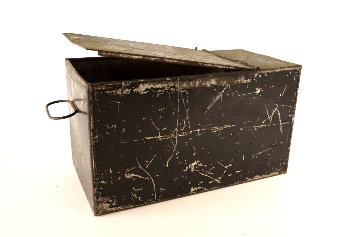Vintage Metal Safe Deposit Box in Black (c.1940s) – Industrial Storage ...