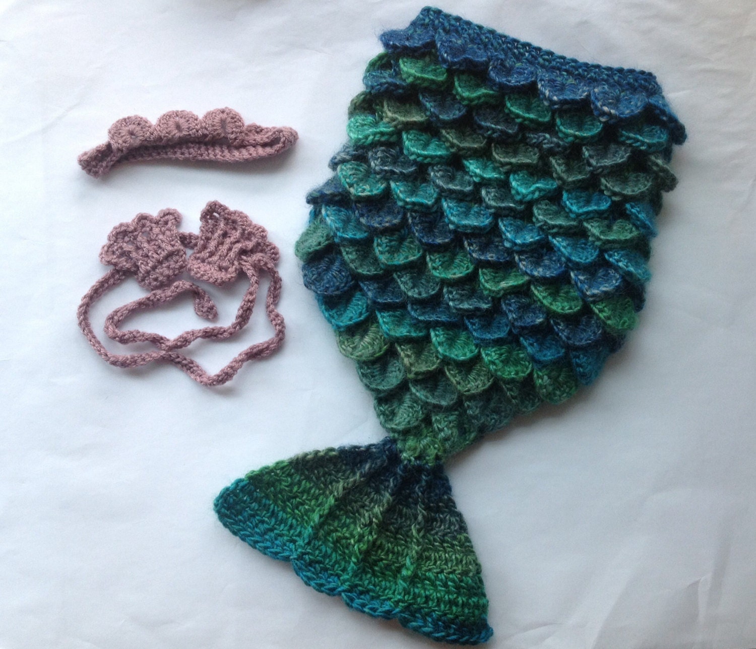 Handmade Crochet Little Mermaid set Mermaid tail Bikini top