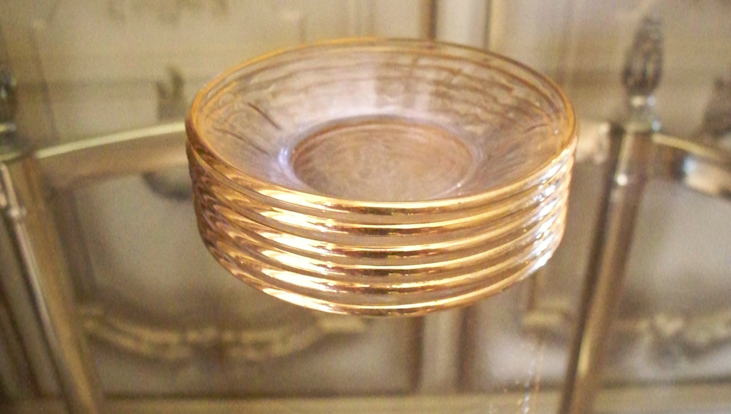 Arcoroc France Glass Saucers With Gold Trim Set of 6 Demitasse or ...