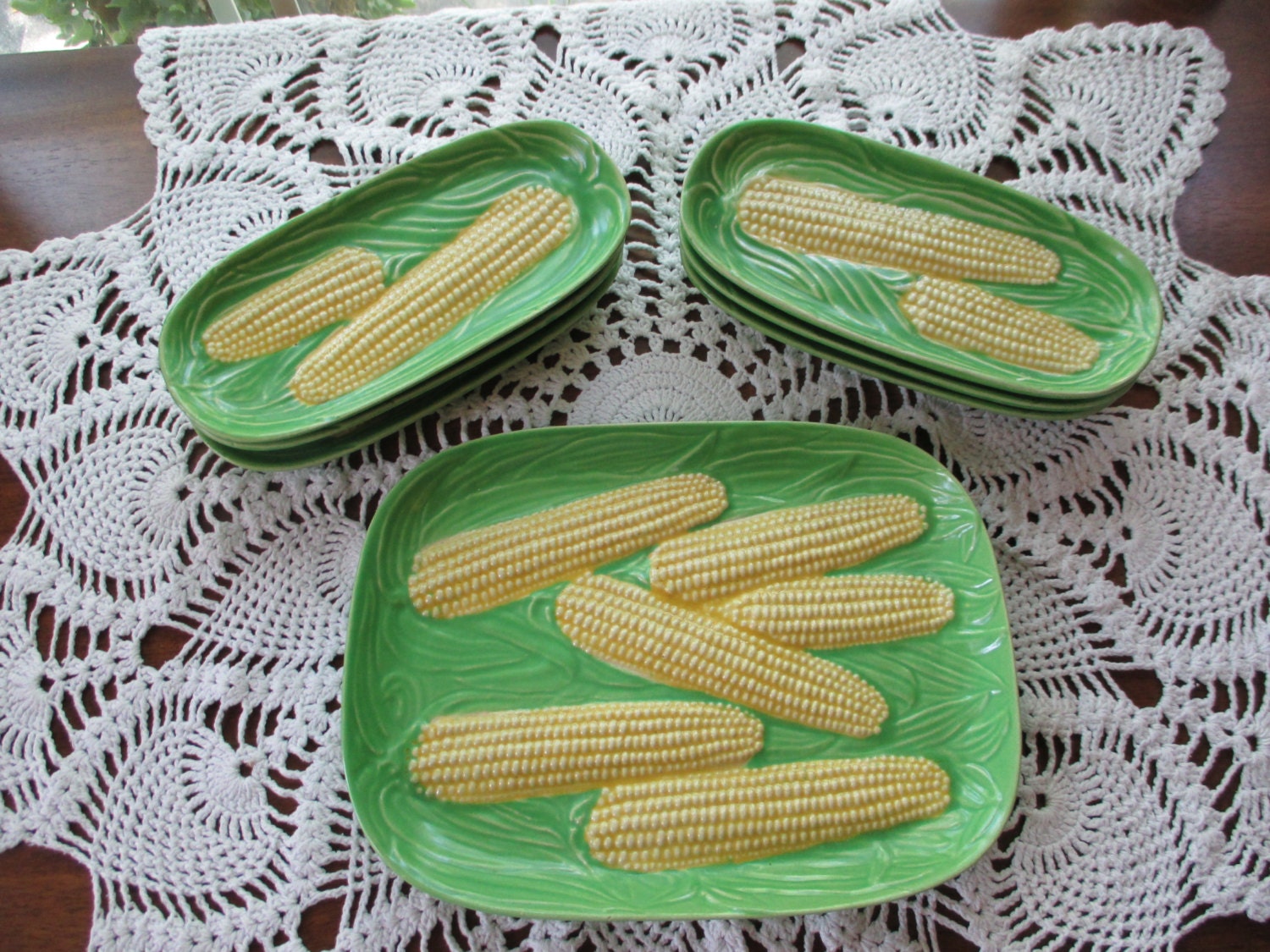 Vintage Ceramic Stoneware Corn-On-The-Cob Serving Set – Service For Six ...