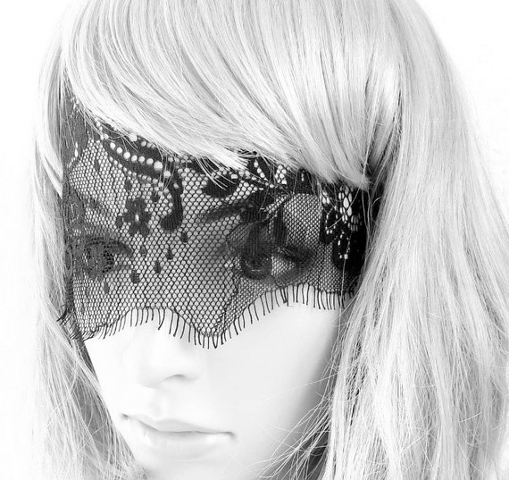 Items similar to soft black french lace mysterious veil tulle eye mask ...