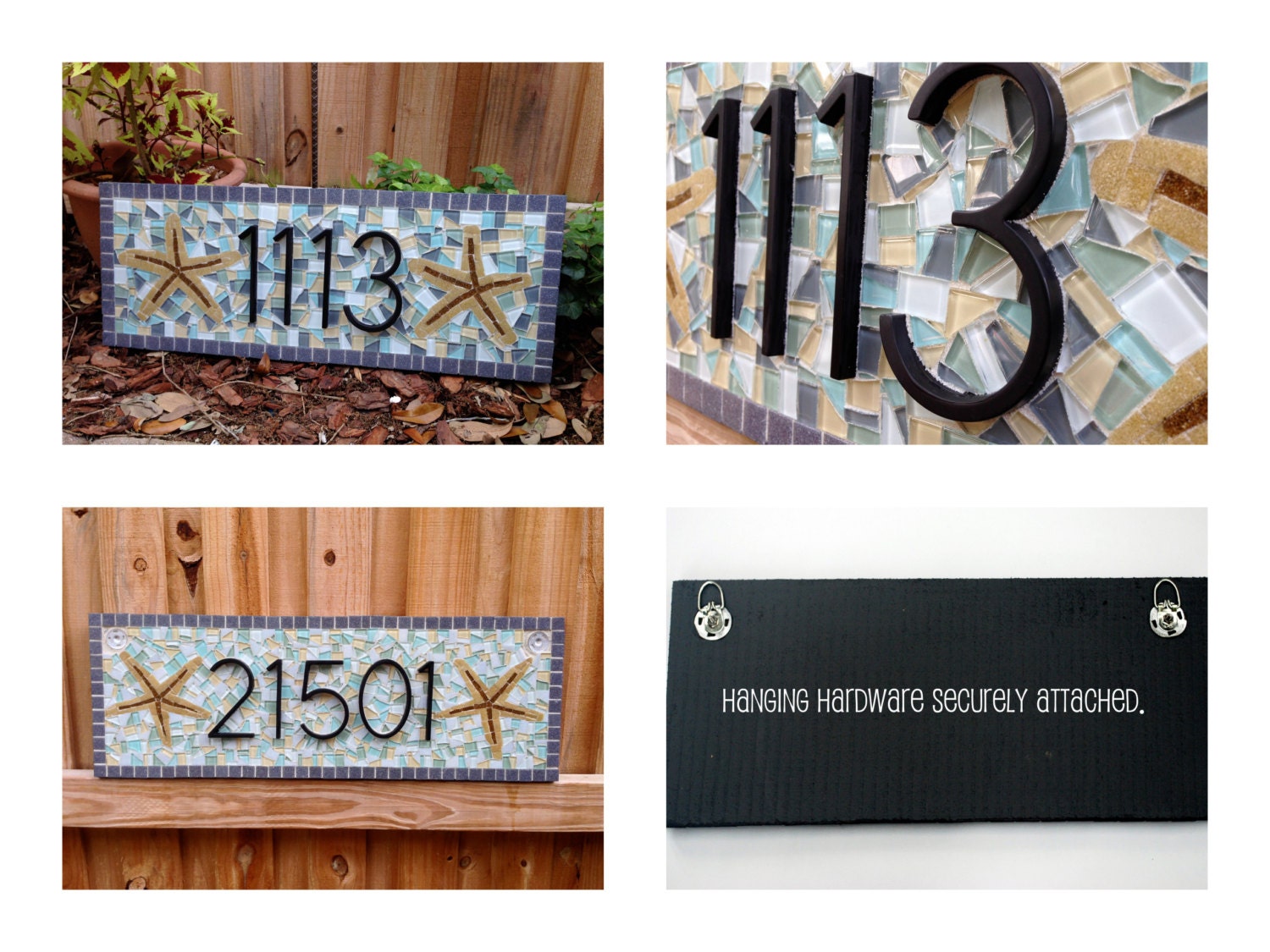 Mosaic Address Sign with Starfish