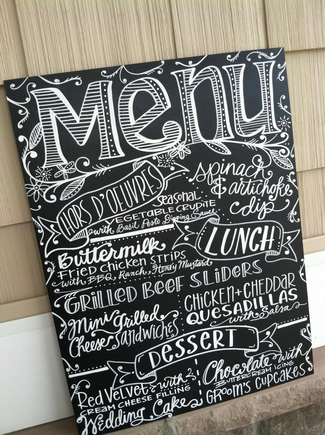 Handwritten 16x20 Chalkboard Wedding MENU Sign by maryandjack