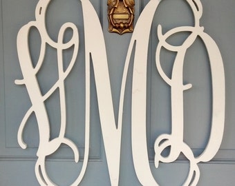 Vine Monogram - Wooden Letters - Connected - Painted