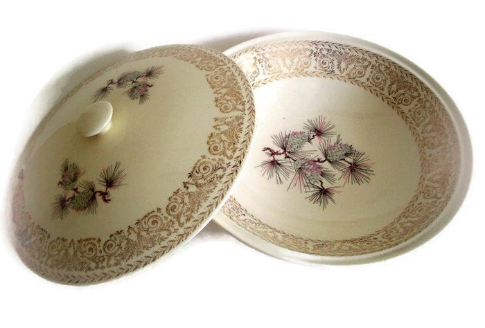 Vintage Lifetime China- Covered Serving Bowl- Pine Cones Pattern-1940’s ...