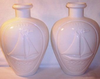 Rare milk glass lamp bases embossed Fells Point with sailboat blown ...