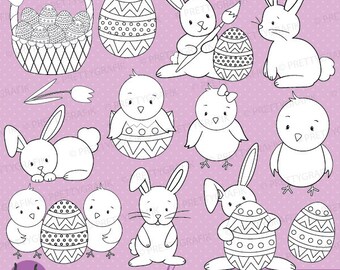 Popular items for bunny digital stamp on Etsy