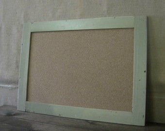 Extra Large Framed Cork Board made from Reclaimed Wood Shown in Sage 30 ...