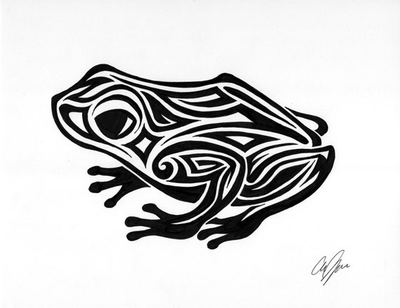 Items similar to Tribal Frog - Original Drawing in Ink on Etsy