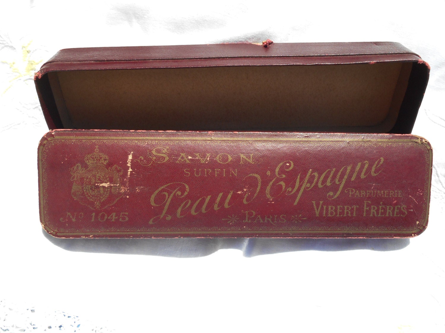 Rare Antique 1900’s Art Nouveau Burgundy Soap Box Peau d’Espagne ...