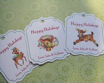 Unique reindeer gift tag related items | Etsy