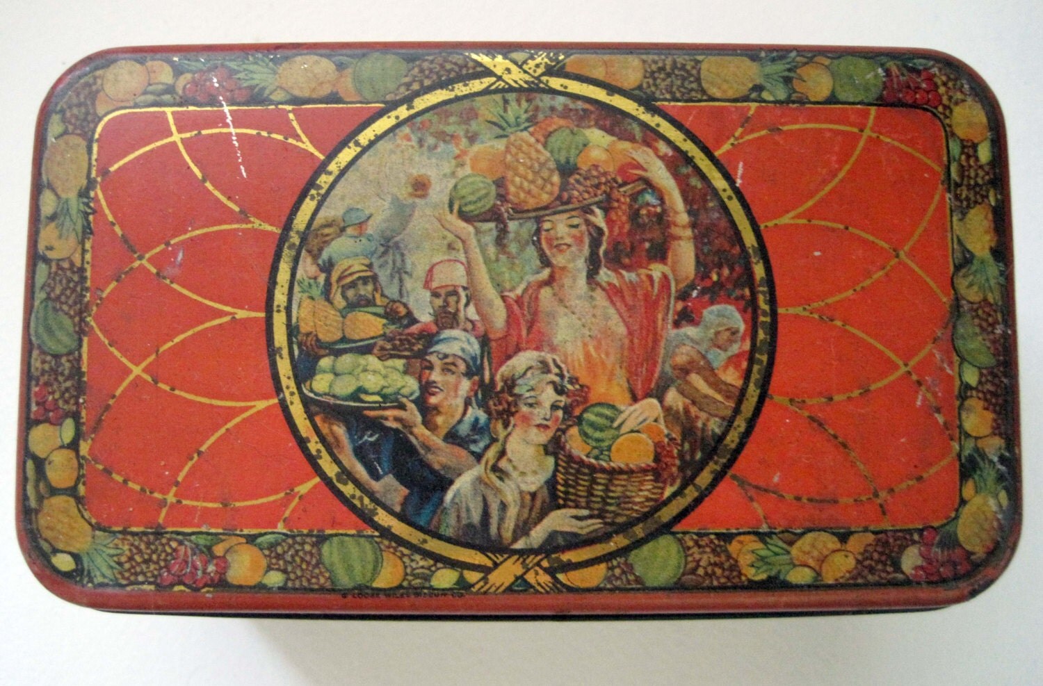 Vintage Tin, Loose Wiles, Biscuit Tin, Sunshine Fruit Cake, 1920s Fruit ...