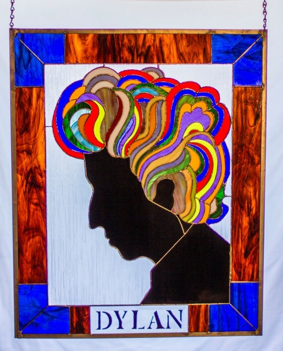 Stained Glass Bob Dylan Portrait Sun Catcher By Mikescustommugs