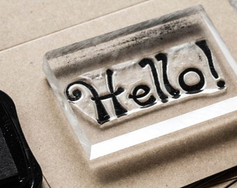 Hello rubber stamp | Etsy