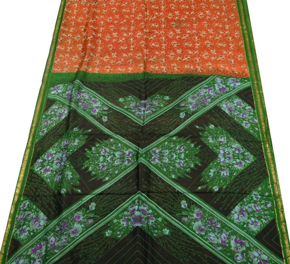 Vintage Saree Sarong Craft Floral Printed Art Deco Dress Traditional ...