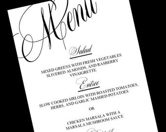 ON SALE DIY Menu Template - Purchase, Edit & Print - Black and white ...