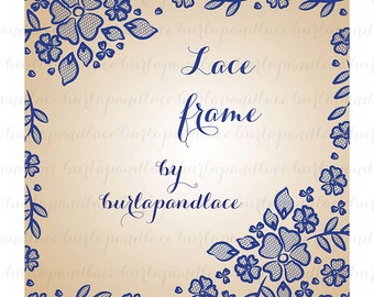 Wedding invitation border, frame, lace clipart, white lace wedding ...